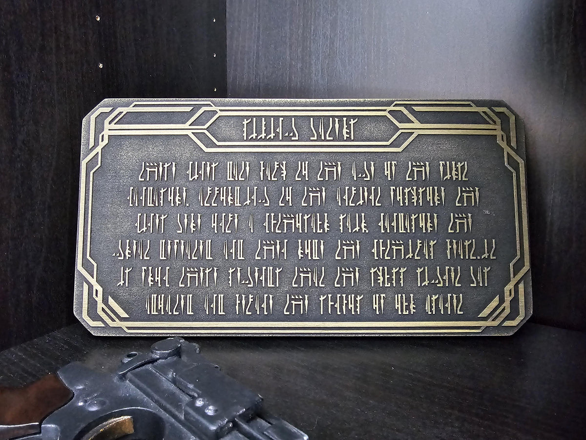 Living Waters Mythosaur dedication plaque brass finish – QuestDesignCanada