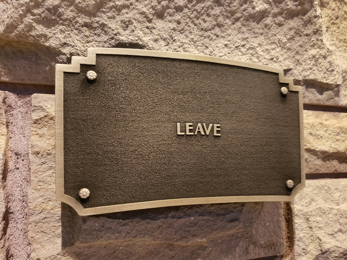 Disneyland entranceway sign plaque LEAVE – QuestDesignCanada